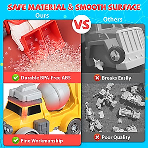 ThinkMax Transform Toys for 3 4 5 6 7 8 Year Old Boys, Robot Toys for Kids 3-5 5-7, 4 Magnetic Construction Trucks Vehicles w/Play Mat, Birthday Gift for Boy, 32 Pieces