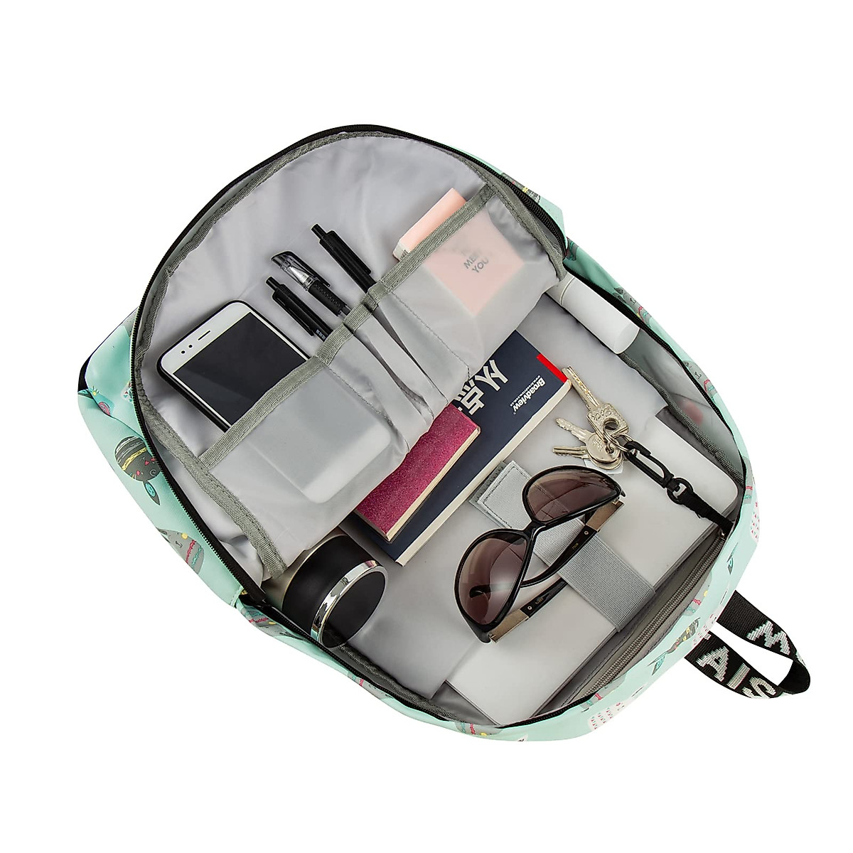 Tesucotus Backpack for Girls Little Girls' Bookbag Elementary Middle School Bag 16 inch (Green Bunny)