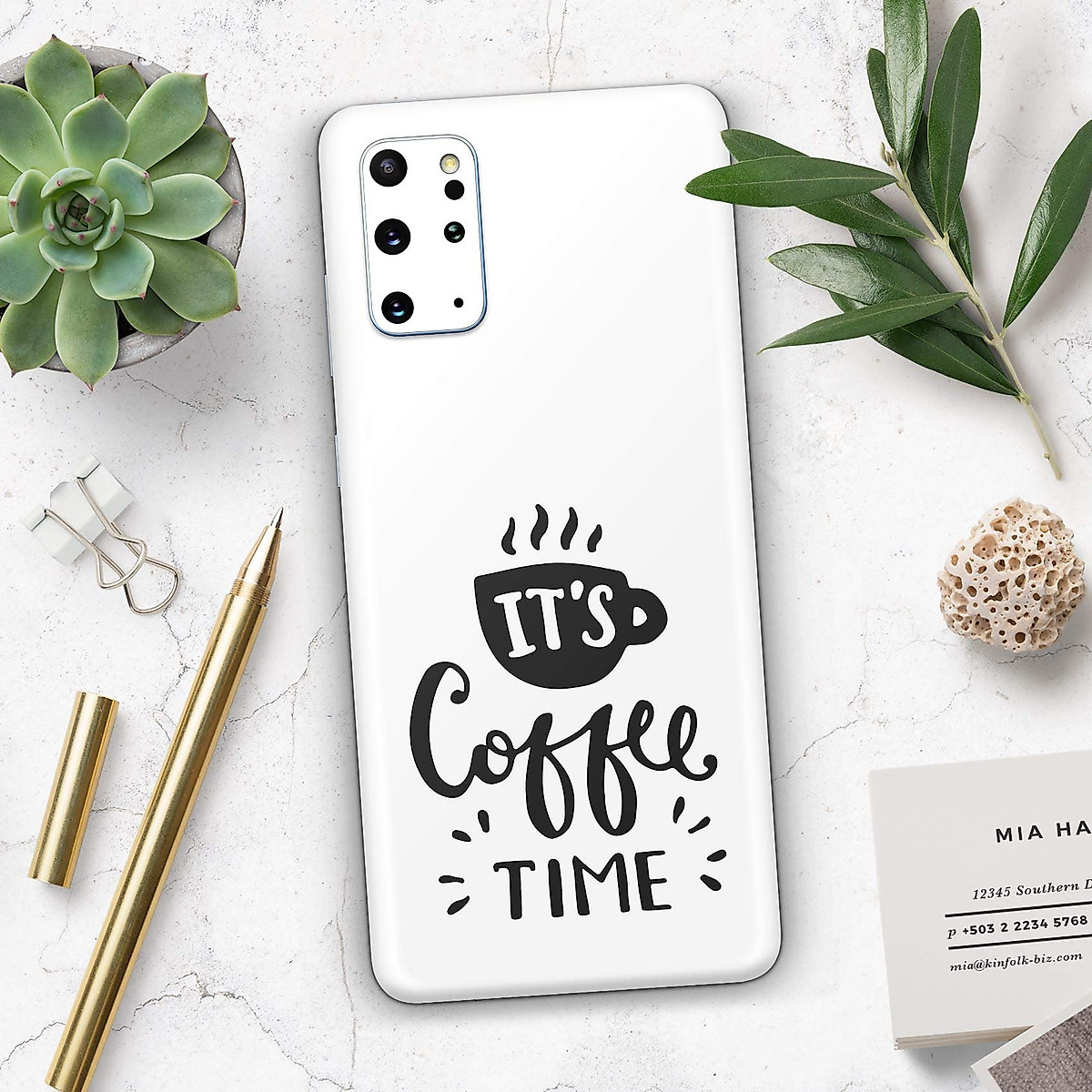 DesignSkinz Its Coffee Time Protective Vinyl Decal Wrap Skin Cover Compatible with The Samsung Galaxy S20 (Screen Trim & Back Glass Skin)