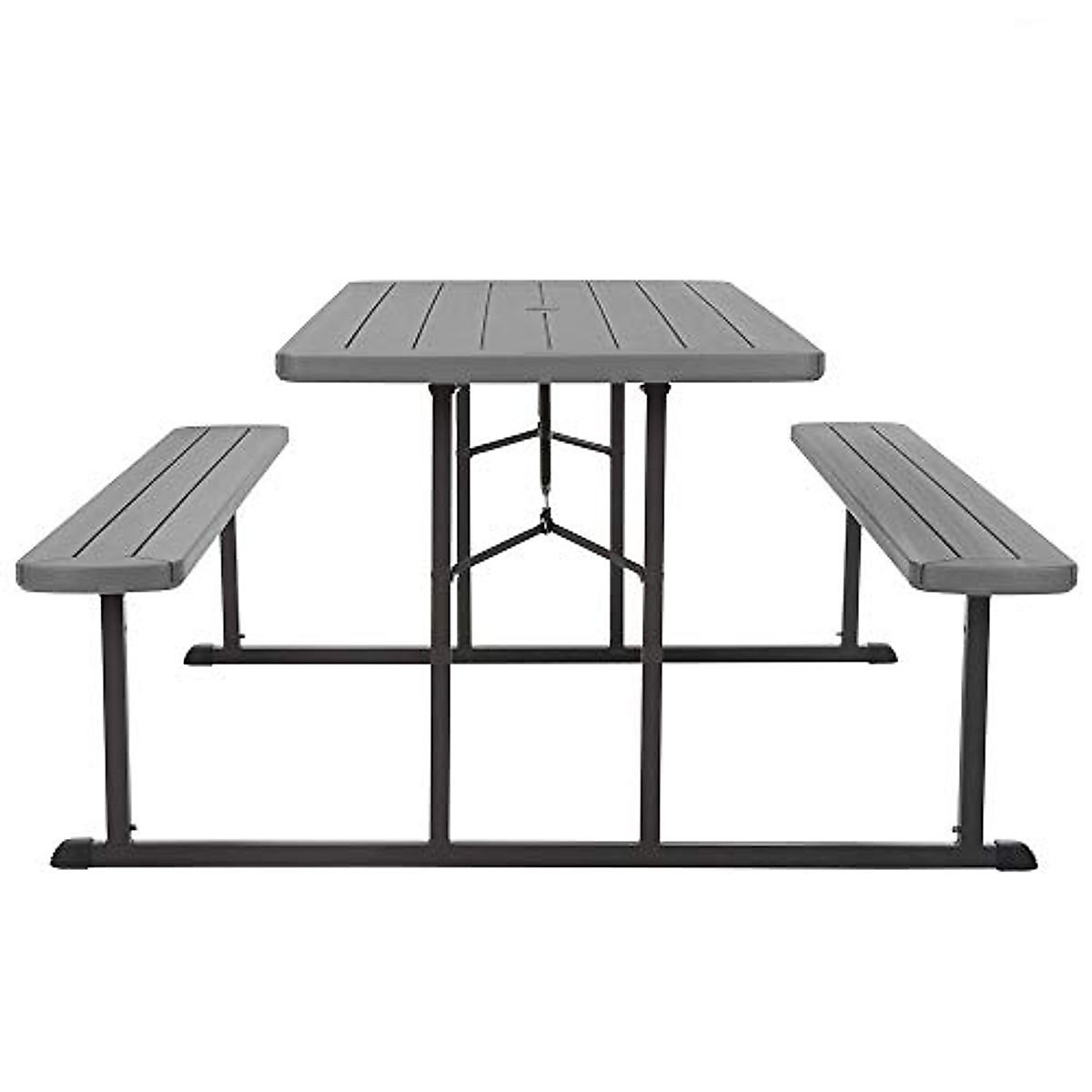 Cosco Outdoor Living 87902DGR1E 6 ft. Folding Blow Mold, Dark Wood Grain with Gray Legs Picnic Table