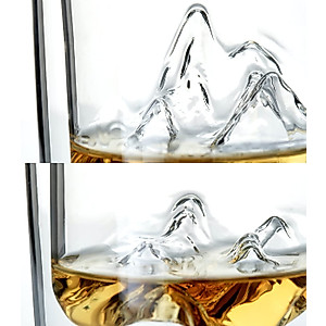 Huckberry Whiskey Peaks Iconic Mountain Bar Glasses, 11.5 oz Capacity, Lead-Free Crystal, Grand Tetons, Set of 4