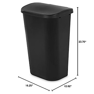 Sterilite 10759006 Kitchen Wastebasket, Swing Top, Black, 11-Gal. - Quantity 6
