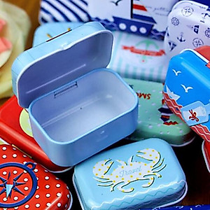 8Pcs Mini Flower Tin Trinket Jewelry Organizer Storage Box Decorative Boxes Small Metal Tins with Hinged Lids Portable Box Containers Small Storage Kit,Christmas Stocking Stuffers