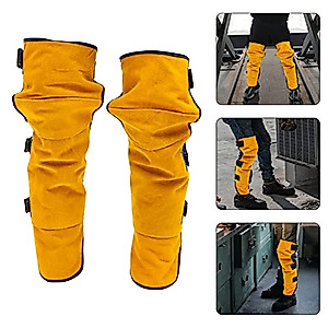 TEHAUX Welding Leg Cover Thicken Knee Pads Abrasion Resistant Welding Spats Leg Cover Sleeve Wraps for Welder Heat Abrasion Resistant Foot Leg Protection