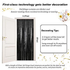 Mtkocpk Orange Fringe Party Backdrop Decorations - 3-Pack, 8x3.2 Feet Orange Foil Tinsel Curtains for Autumn Celebrations, Children's Birthday Parties, Family Gatherings, and Seasonal Decorations