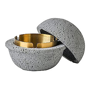 Mini Trash Can /Desktop Wastebasket with Lid,Concrete + Stainless Steel, Easy To Clean,For Outdoors on The Balcony, Odour-Proof, Closed, It Is Also Suitable As A Beautiful Table Decoration,Gray