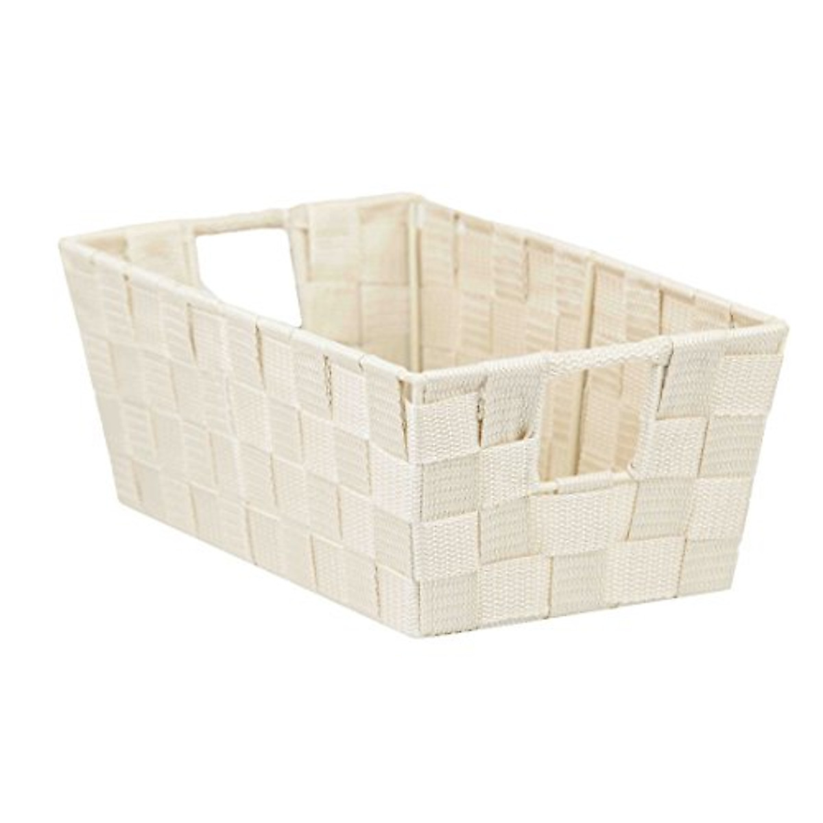 Home Basics Non-Woven Strap Handle Bin, Storage Basket Organizer, (Ivory, Small)