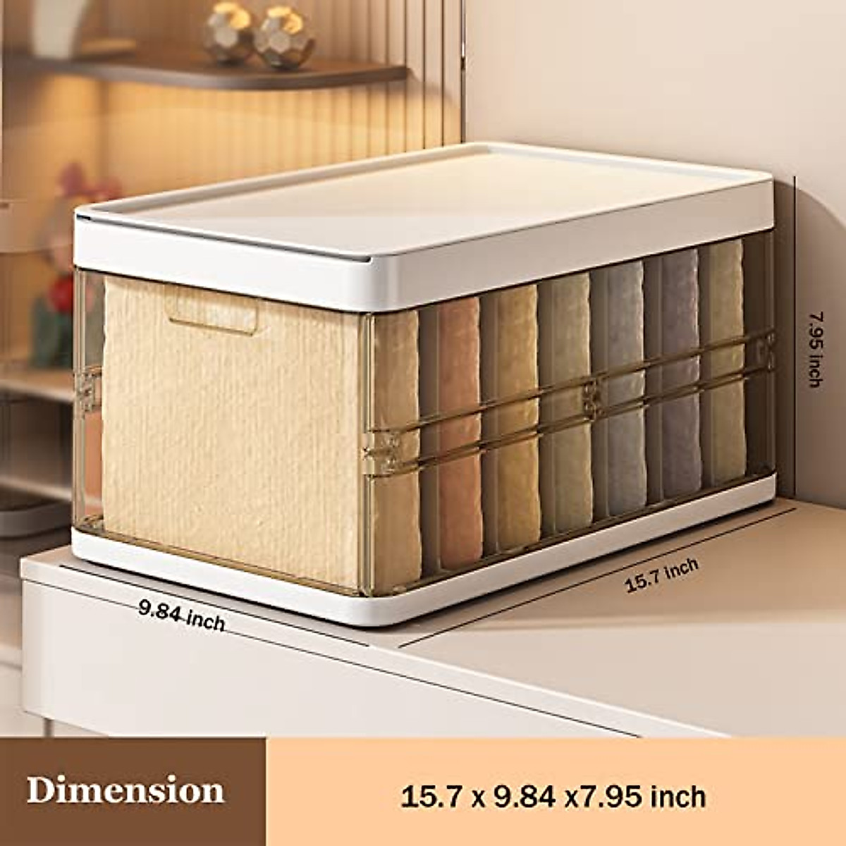 Clothes Drawer Organizer, Wardrobe Clothes Organizer for Folded Clothes, Closet Organizers and Storage for Jeans, T-shirts, Underwear, Thin Blanket, Stackable& Slideable( None Grid+7Grids+9Grids)