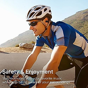 Open Ear Headphones Bluetooth Air Conduction Earphones, 48 Hours Playback with Charging Case, Ear Clips Buds Bluetooth Wreless Earbuds, Open Ear Earbuds for Workout Cycling Running Gym (Black)