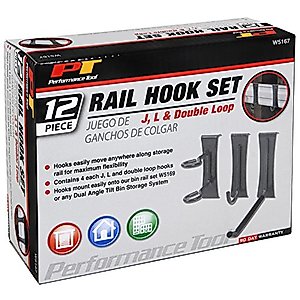 Performance Tool W5167 12pc Rail Hook Set (J-shaped, L-shaped & Double Loop Hooks)