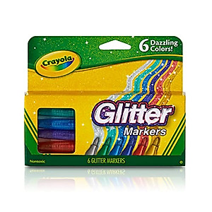 Crayola Glitter Markers, Sparkle Markers, Unique Arts and Crafts Supplies, Assorted Colors, Gift for Kids and Adults, 6 Count