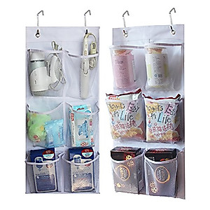KIMBORA 2 Packs Narrow Over the Door/Wall Shoe Organizer, Small Hanging Shoe Rack for Closet with Clear Mesh Pocket for Bathroom, RV, Pantry, Camping (White)