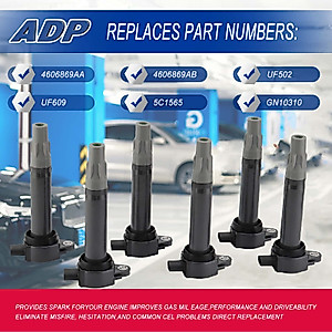 Compatible with Chrysler 300 Town Country Sebring Pacifica Dodge Nitro Charger Avenger Magnum Journey Grand Caravan Challenger Stratus 2006-2010 Ignition Coil Pack Replace 4606869AA 4606869AB UF-502