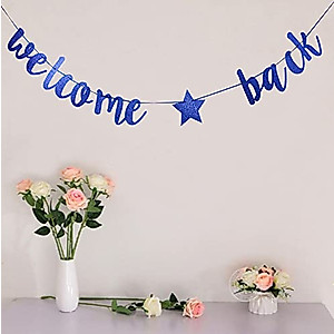YaFeiDa Blue Welcome Back Banner,Welcome Back To School Sign Welcome Home Sign,Housewarming,Military,Family Party Decorations,SKA-NB025