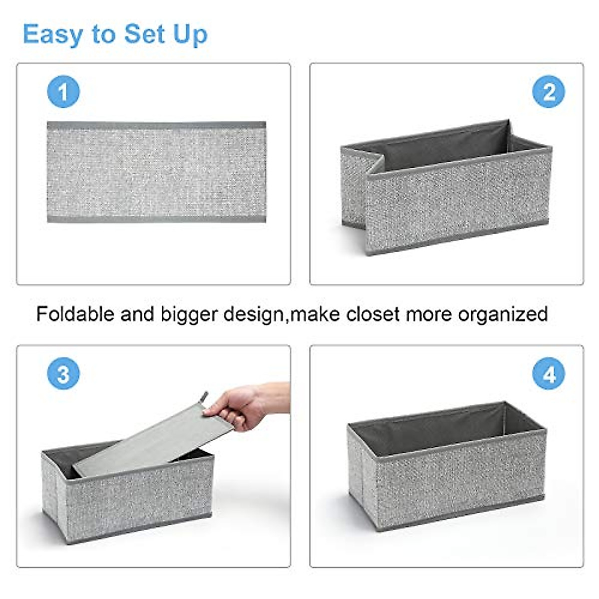 Hinotori Clothing Drawer Organizers 12 Pack – Foldable Storage Bin Drawer Dividers for Clothes, Underwear, Socks, Bras – Collapsible Fabric Organizer for Closet, Shelves, Dresser, Bedroom