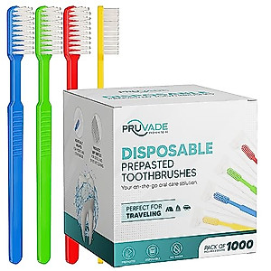 PRUVADE 144 Pack Disposable Toothbrushes with Toothpaste, Built In - Prepasted Toothbrushes Individually Wrapped |Single Use Waterless Tooth Brush with Soft Bristles for Airbnb, Hotel, Camping, Travel