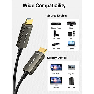 SOEYBAE 8K Fiber Optic HDMI Cable 100ft/30m, HDMI Cable 2.1 Support 8K@60Hz, 4K@120Hz, 48Gbps, eARC, HDCP2.2,PS5