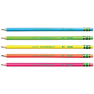Ticonderoga Wood-Cased Pencils, #2 HB Soft, Pre-Sharpened, Neon, 10 Count (X13810)