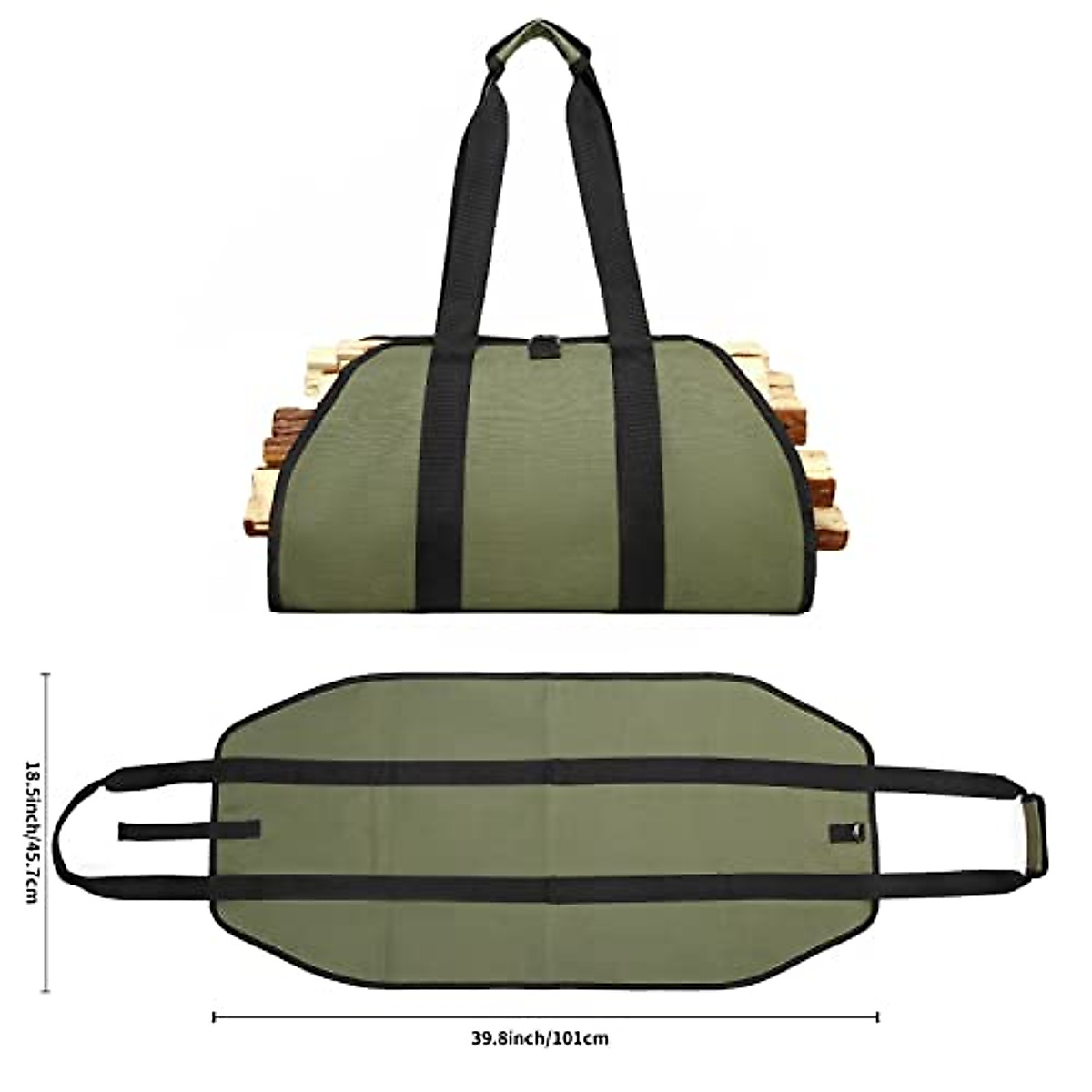 Firewood Carrier Bag with Handles, WITSTEP Log Tote Sturdy Wood Carrier for Firewood, Durable Oxford Fabric Log Carrier with Reinforce Ring Straps for Camping Indoor Outdoor Wood Stove Accessories