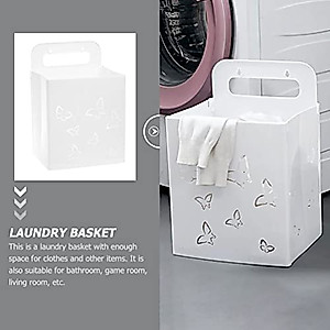 Zerodeko Plastic Laundry Baskets Laundry Basket Foldable Clothes Storage Basket Laundry Cloth Hamper Sorter Wall Hanging Plastic Laundry Baskets for Home Bedroom White