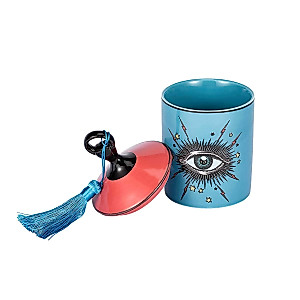 KESHENG Modern Decorative Jar Ceramic Vanity Bathroom Canister Holder Storage Box for Jewelry Cotton Balls,Bath Salts, 2 Pack, Blue/Orange