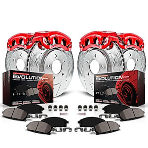 Power Stop KC7283 Front and Rear Z23 Daily Driver Brake Pad and Rotor Kit with Red Powder Coated Calipers