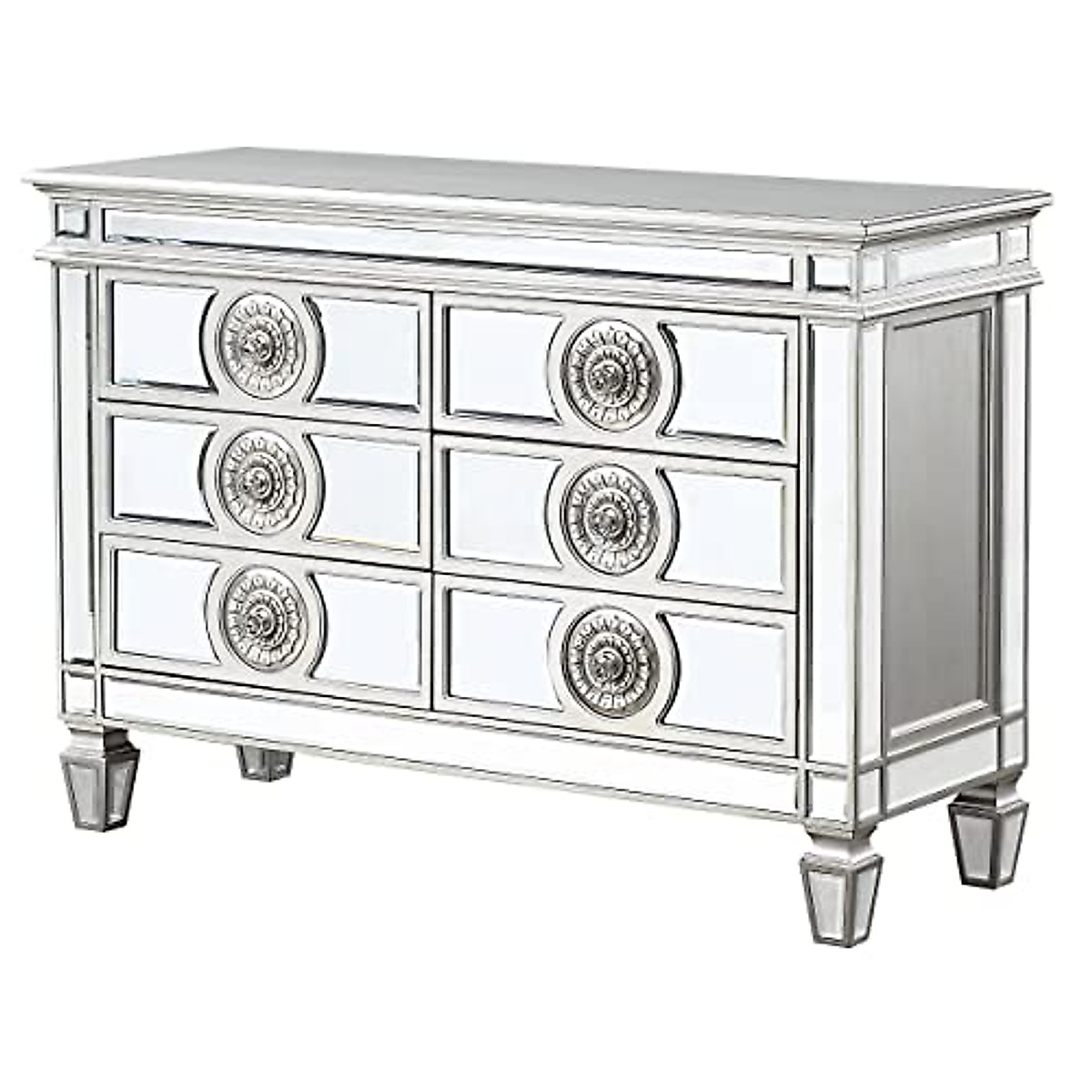 Acme Furniture Varian Server, Mirrored & Antique Platinum