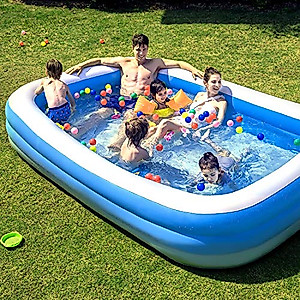 HideRacoon Kiddie Pool Family Inflatable Swimming Pool for Adults, 118" X 69" X 22" Swimming Pools, Oversized Pool Outdoor Blow Up Above Ground Pool for Backyard, Garden