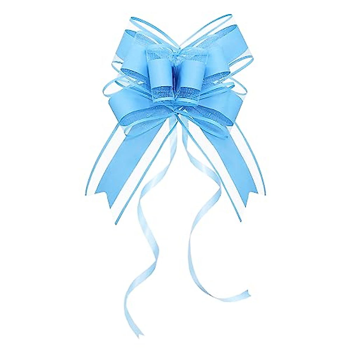 WEWILUCK Gift Wrap Bows Big, Blue Bow for Gift Baskets, Flower Bouquet, Paper, Pull Bows for Gift Wrapping, Gift Bag, Box, Baby Showers, Hanukkah(6 inches, 15PCS)