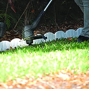 EasyFlex No-Dig Landscape Edging with Anchoring Spikes, 4.5 in. Tall Decorative Adirondack Wood-Look Fence Garden Border, 15 Foot Kit, White (3600WT-15C-6)