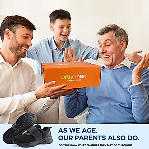 Ortho+rest Men Diabetic Walking Shoes Edema Shoes for Swollen Feet Arch Support Orthopedic Sneakers (11,Black)