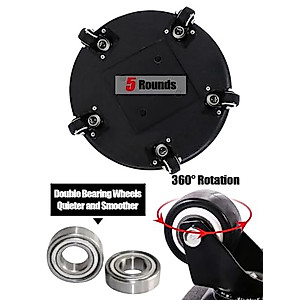 Lanstics Low Roller Seat Short Stools with Wheel Chair PU Leather Rolling Stool Seats Universal Wheels for Home Office Fitness Round Roller Seat Stool (Black)