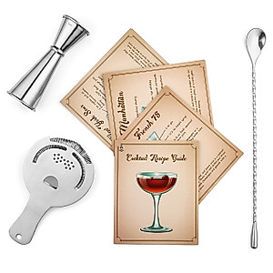 16-piece Pro Cocktail Set with Weighted Boston Shaker. Dishwasher Safe. Includes Stainless Steel Full-Service Bar Tools with Easy-Open Drink Shaker, Recipe Guide & Carry Bag