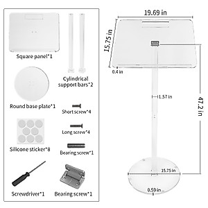 Strong Ultra Clear Acrylic Pulpit Podium Stand, Easy to Assemble Durable Podium Portable Larger Flexible Adjustable Angle Podium Stand with Baffles and Pen Slot for Church Speeches Wedding Teacher