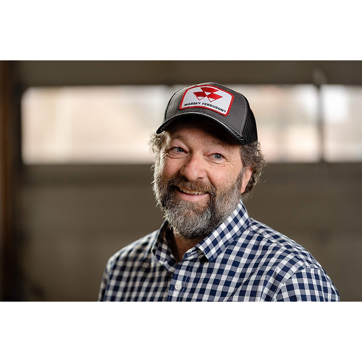 J&D Productions, Inc. Massey Ferguson Tractor Hat, Gray with Black Mesh Back