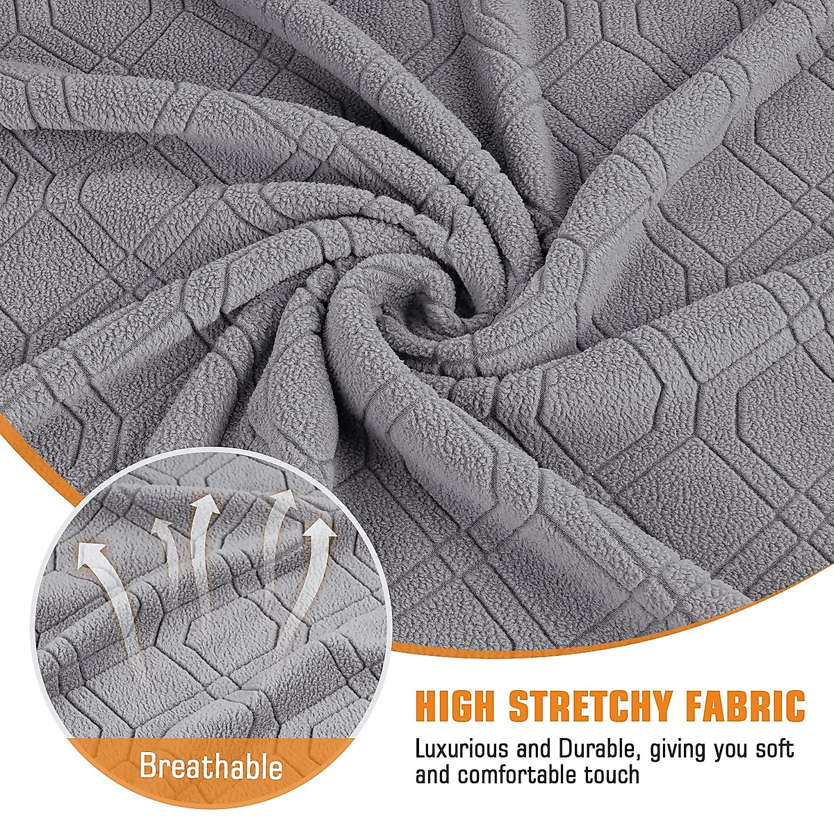 VANSOFY Recliner Cover, 3-Pieces Stretch Reclining Couch Covers with Pockets Reclining Sofa Slipcovers 3 Seater Soft Washable Furniture Protector for Dogs Cats(Light Gray)