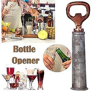 Galrose Dezigns Cocktail Shaker Set - 6 Bar Tools Bar Accessories Rustic Galvanized Iron Bar Set Rose Gold Trim - Mixology Bartender Kit with Stand. Unique Gift for 6th Iron Anniversary for Couple