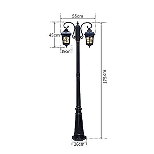 MCABUJT High Pole Garden Waterproof Outdoor Street Light，European E27 Courtyard Light ，2 -Heads Retro Outdoor Home， Villa Garden Community High Post Lamp Garden Lights