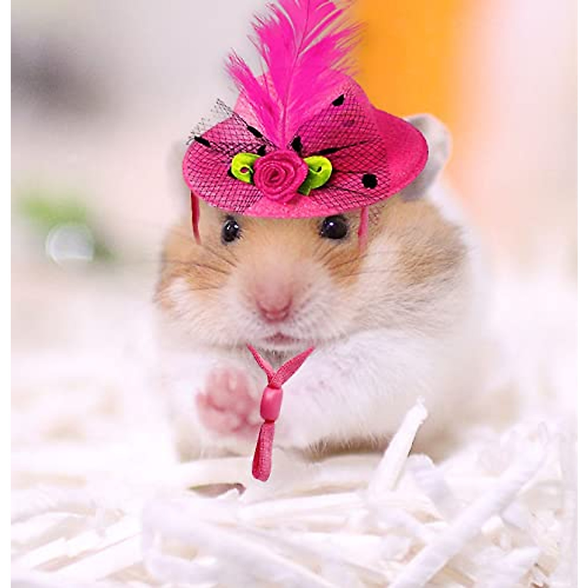 7 Pieces Chicken Hats Chicken Funny Costume Chicken Helmet Halloween Accessories Funny Small Hat Tiny Pet Hat for Hen Tiny Pets with Adjustable Elastic Chin Strap (7 Color)