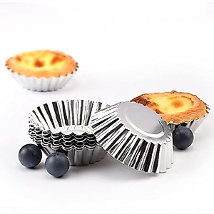 Tosnail 50 Pieces Aluminum Egg Tart Mold Small Tart Pie Tin Mini Cupcake Cake Muffin Cookie Mold Baking Cups