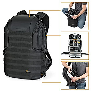 Lowepro ProTactic 450 AW II Black Pro Modular Backpack with All Weather Cover, Camera Bag for Professional Use, for Laptop Up to 15", Backpack for Professional Cameras and Drones, LP37177-GRL, Black