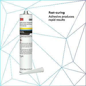 3M Auto Glass Urethane Windshield Adhesive, 08693, Medium Viscosity, High-Strength, Fast-Curing, 310 mL/10.5 fl oz Cartridge , Black