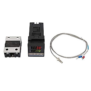 Maxmartt Digital LED Temperature Controller, 0-1300℃ Alarm PID Thermostat Kits, Temperature Controller + Solid State Relay + K Thermocouple