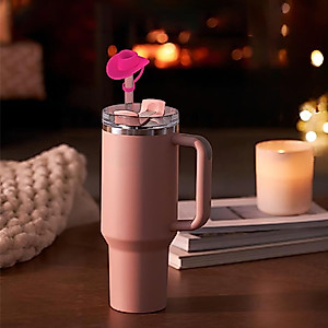 QUVIAE 3 Pack Cowboy Hat Straw Cover Cap for Stanley Cup 30&40 Oz 10mm Cowgirl Hat Silicone Straw Topper Protector Lid with Cute Funny Western Kids Accessories