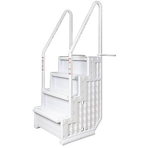 Aqua Select Everest in Pool Steps | White | for Above Ground Swimming Pools | Mount to Decks 48 to 54 Inches | Safety Stairs Capacity Up to 350 Pounds