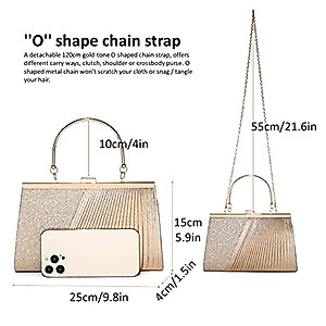 DETARA Women Evening Bags Glitter Sequins Clutch Purses for Women Shiny Handbag Formal Wedding Party Prom Purse(Champagne AX2578)