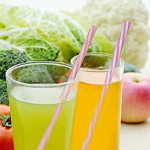 OKGD 100 Piece Reusable Hard Plastic Straws. BPA-Free, 9 Inch Long Stripe Drinking Straws, Outer Diameter 0.28 Inch