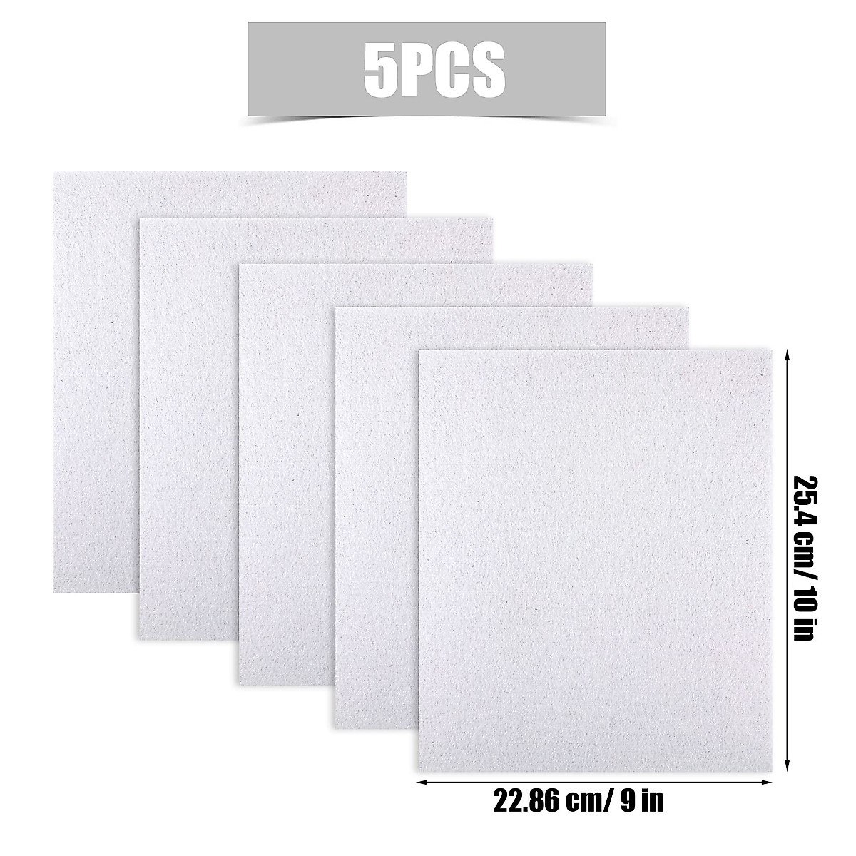 SAVITA 5 Pieces 10 x 9 Inch 3 mm Thick Felt Sheets, Hard Felt Fabric Sheets Halloween Felt Fabric for Patchwork Sewing Crafts (White)