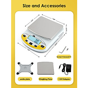 CGOLDENWALL Precision Lab Scale 5000gX0.01g Analytical Electronic Balance Digital Laboratory Scale Precision Jewelry Scales Kitchen Weighing Electronic Scales 0.01g Calibrated 110V (5000g, 0.01g)