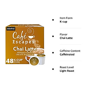 Keurig, Café Escapes Keurig K Cups, Chai Latte, K-Cup packs, 48-Count